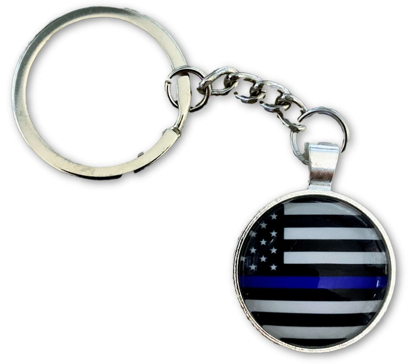 Blue line US FLag metal key chain – FrontLine Designs, LLC