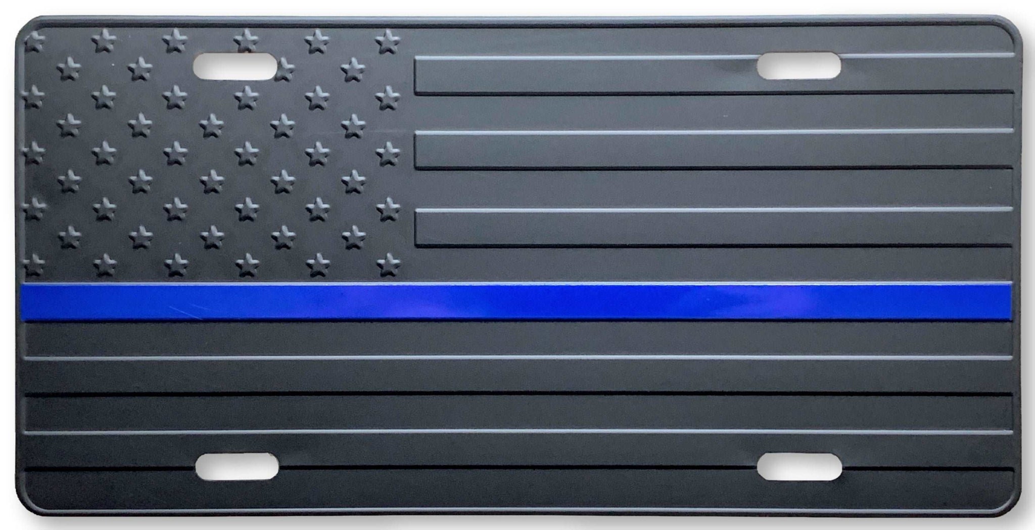 US Flag Subdued Blue Line License Plate – FrontLine Designs, LLC