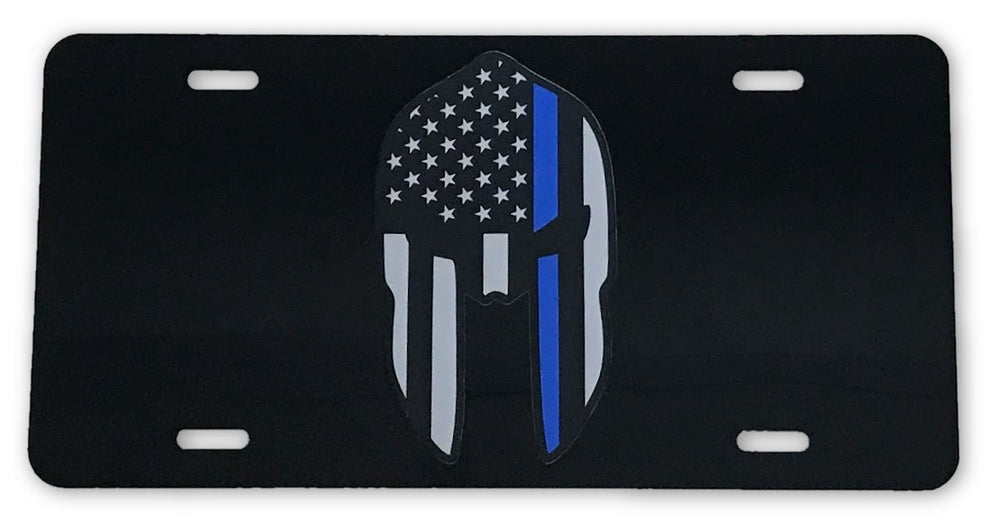 spartan us flag blue line license plate-Spartan US Flag Blue Line ...